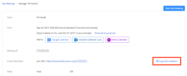 How do I invite someone to a zoom meeting via email?
